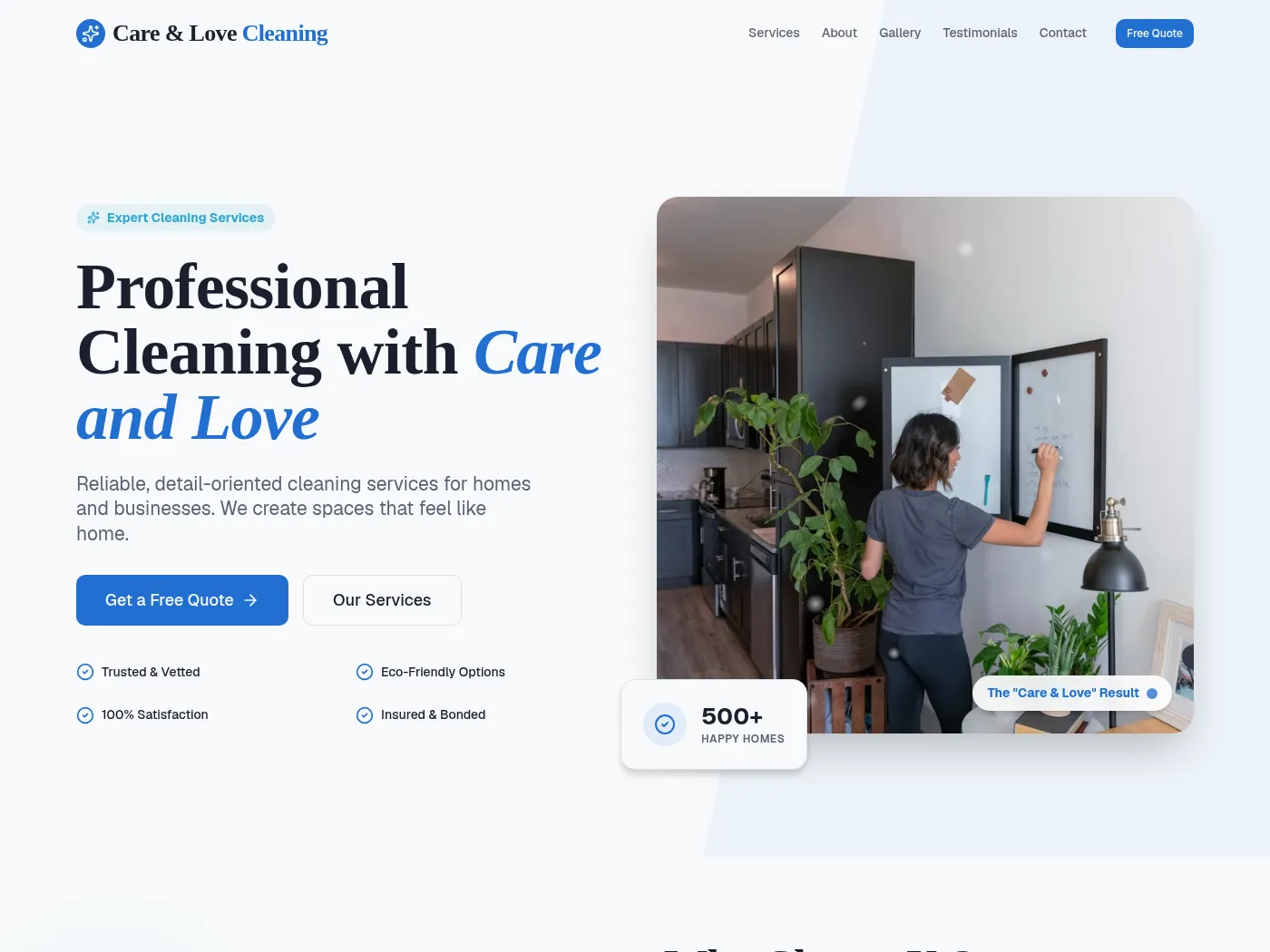 Care & Love Cleaning Site