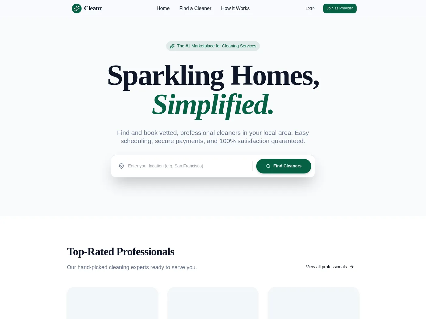 Cleanr Marketplace