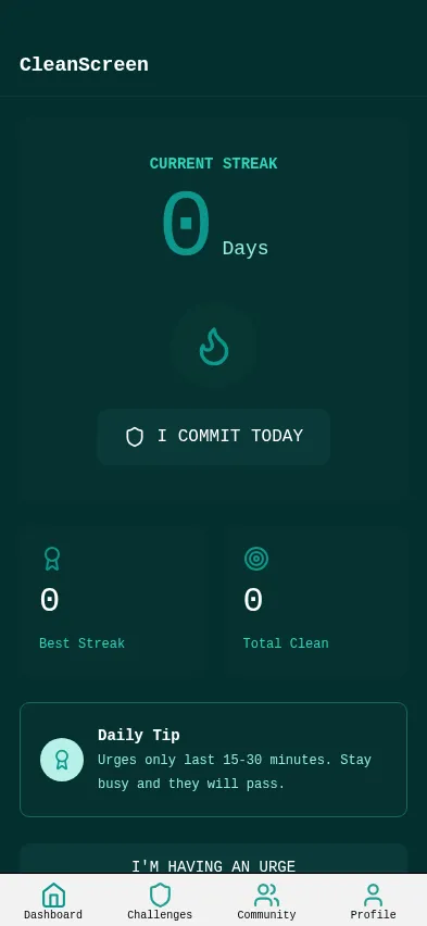 CleanScreen Commitment App