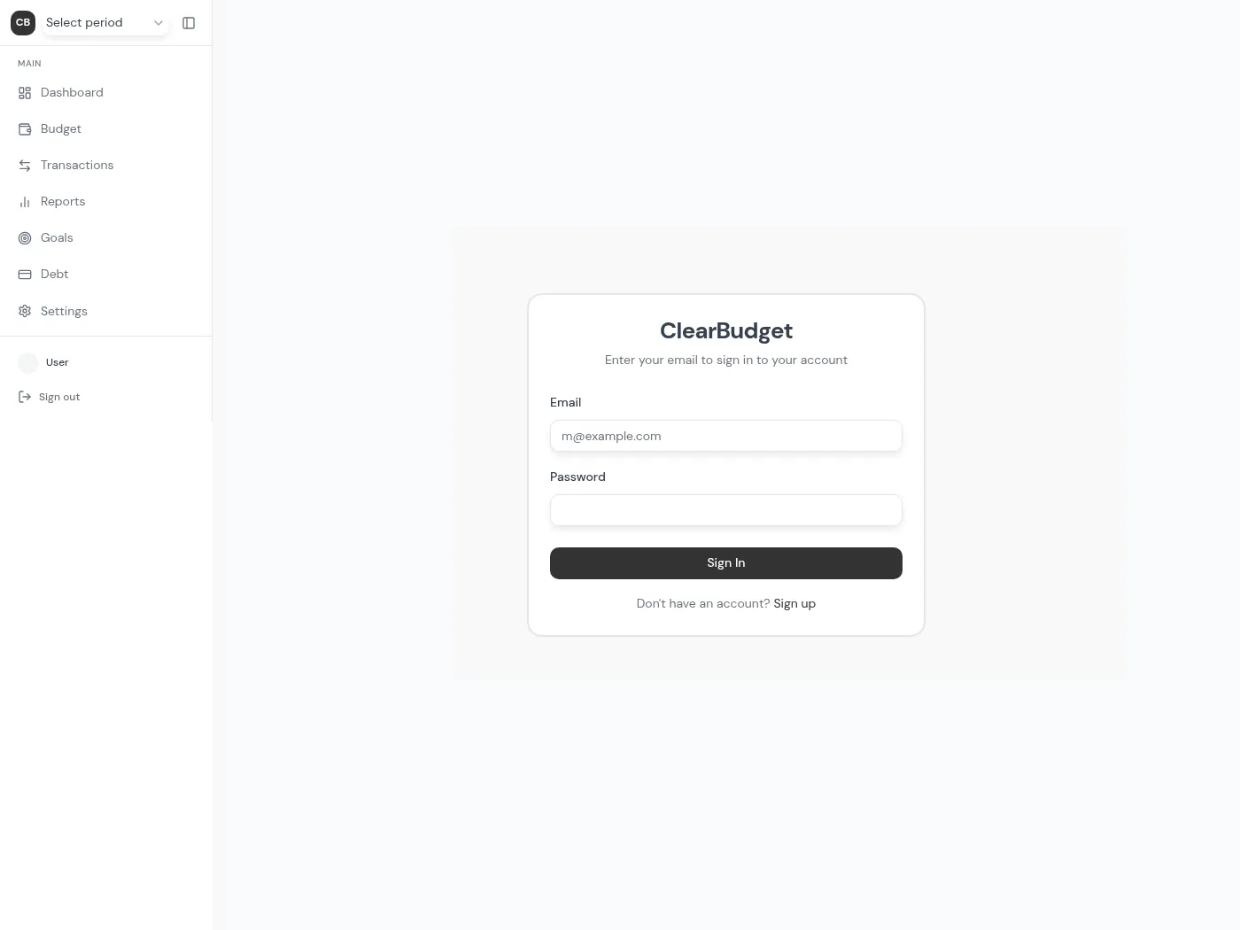 ClearBudget Web App