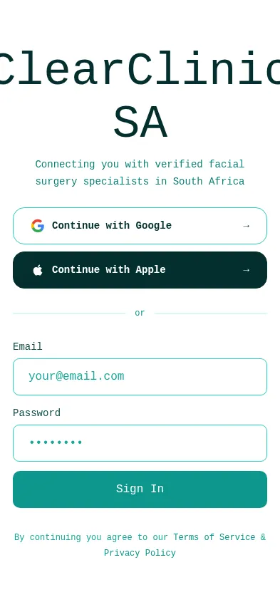ClearClinic SA Platform