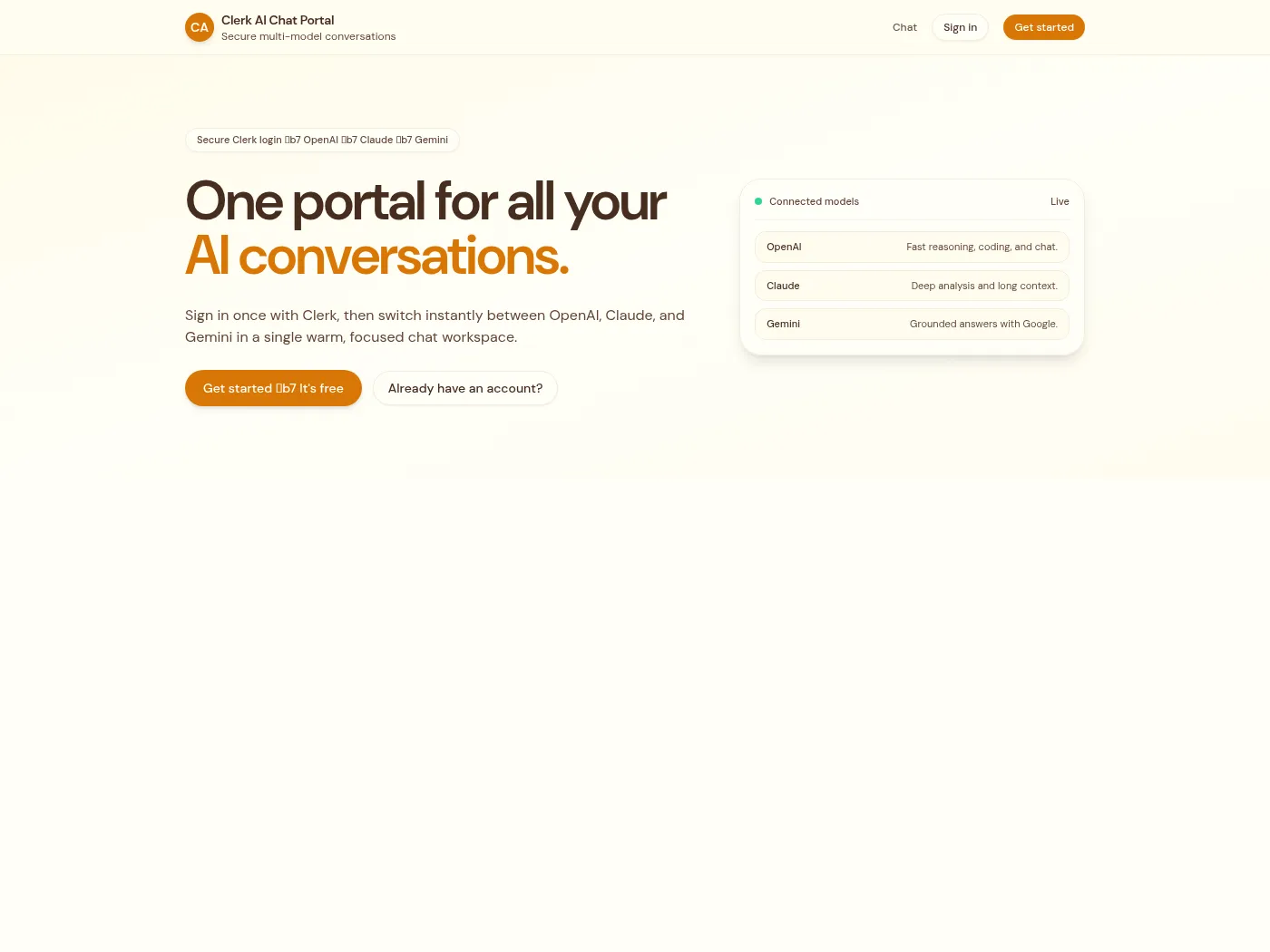 Clerk AI Chat Portal