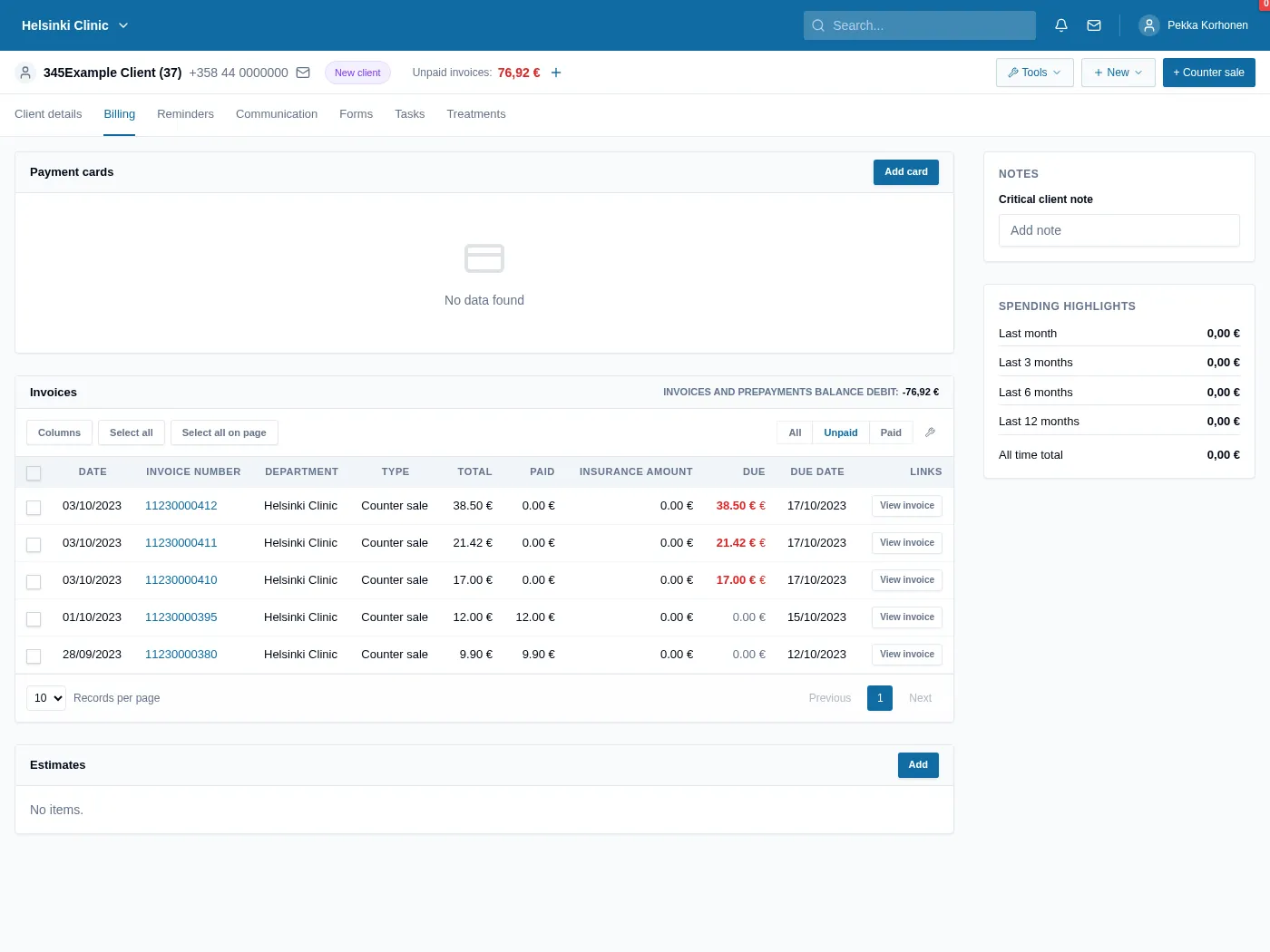 Client Billing Dashboard