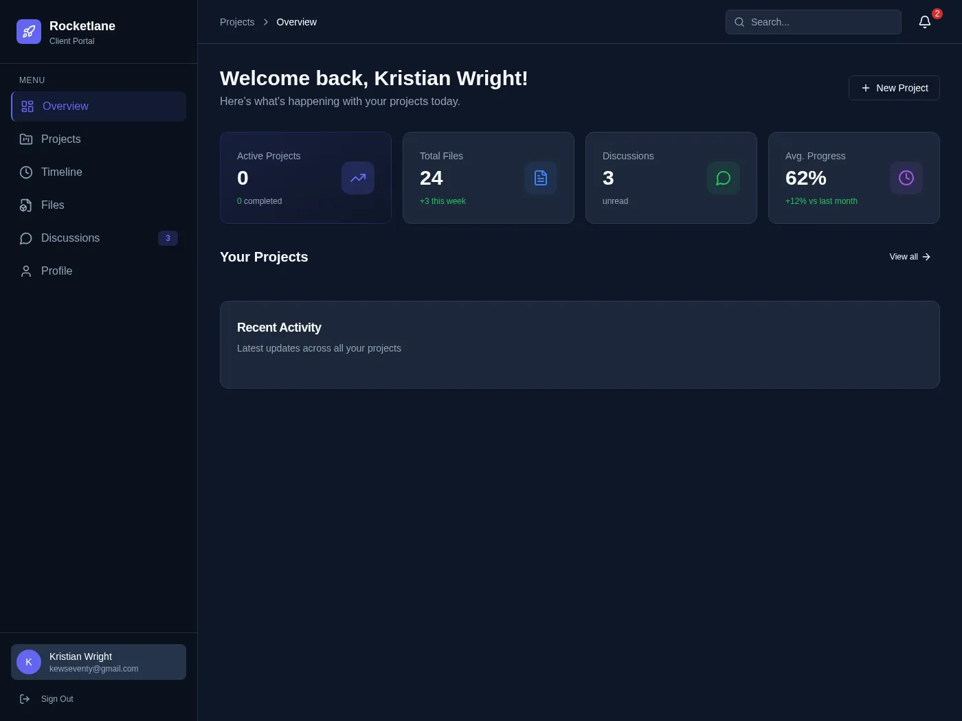 Client Portal Dashboard for Project Management