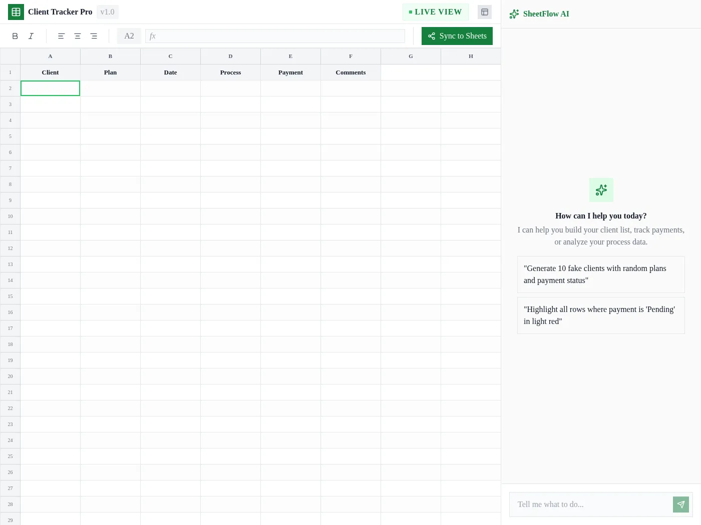 Client Tracker Sheets