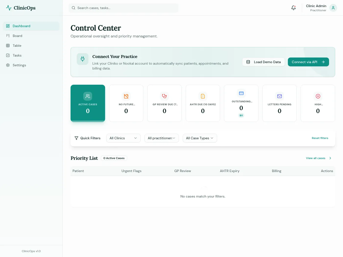 ClinicOps Control Center