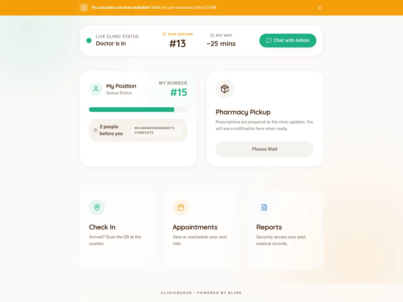 ClinicQueue UI