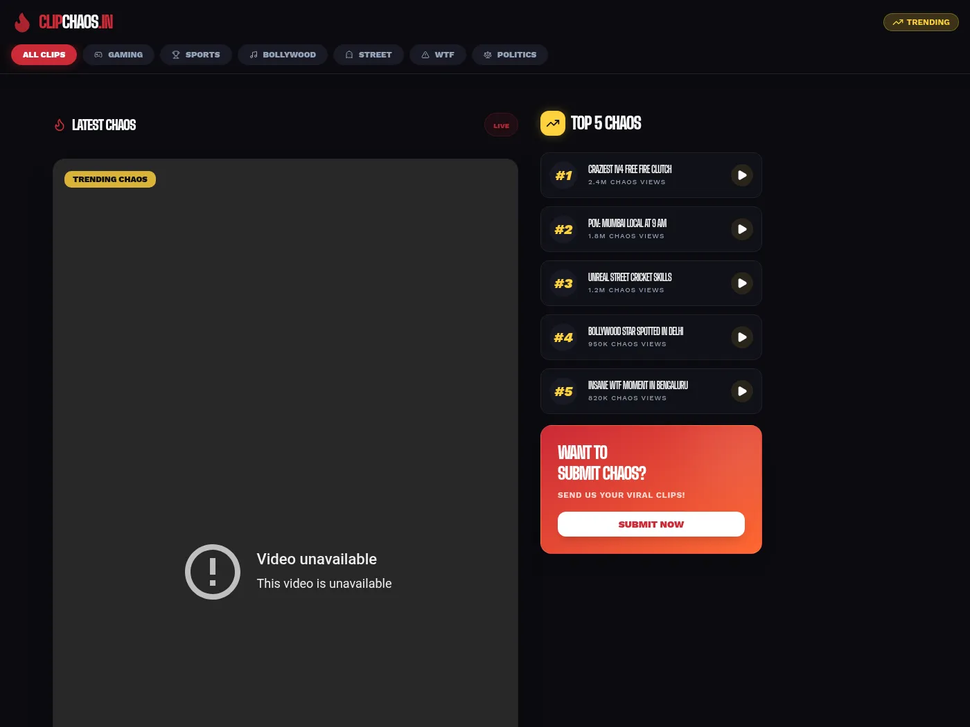 ClipChaos Viral Clips Hub