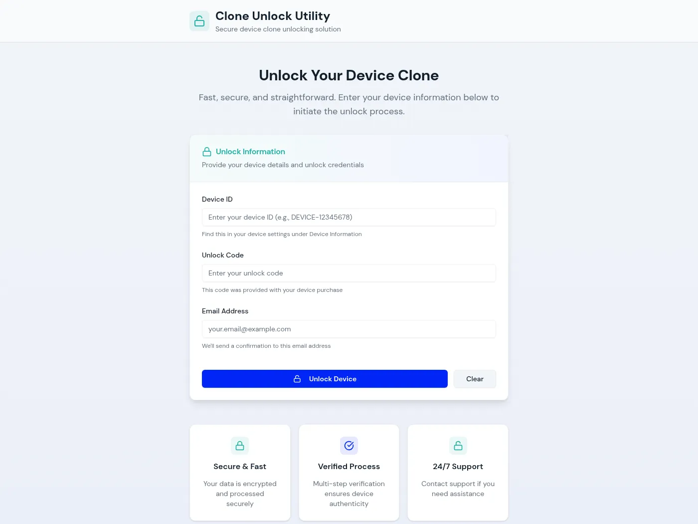 Clone Unlock Utility