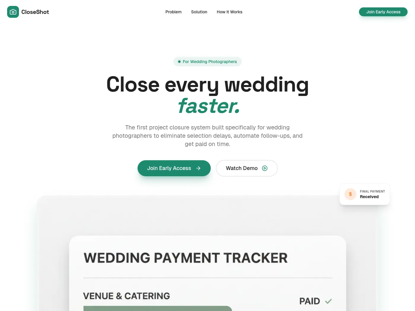 CloseShot SaaS Website