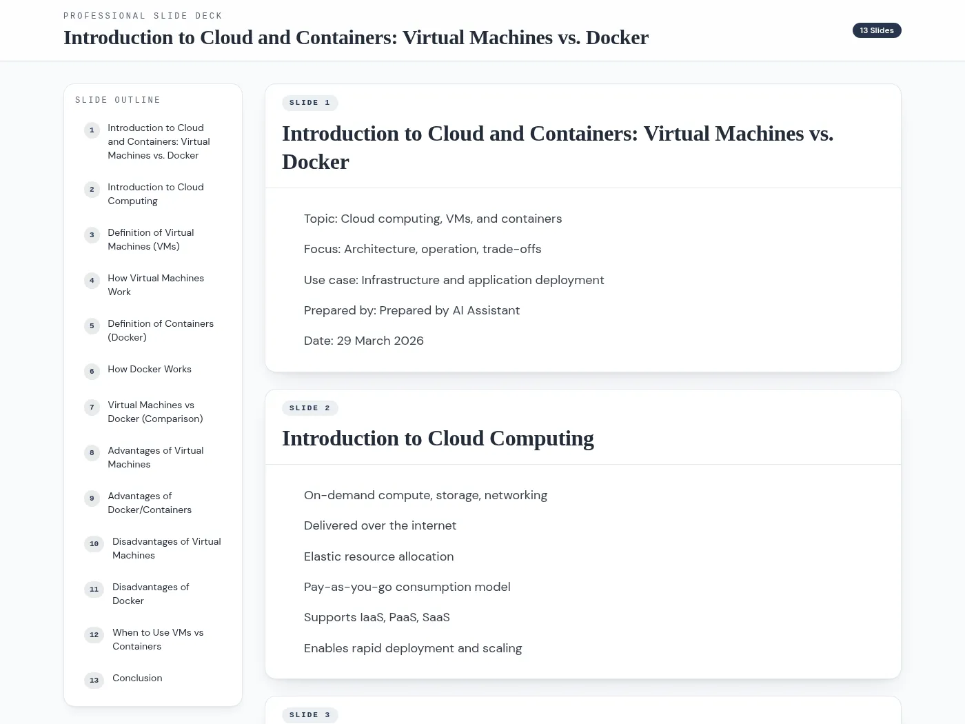 Cloud & Containers Slide Deck