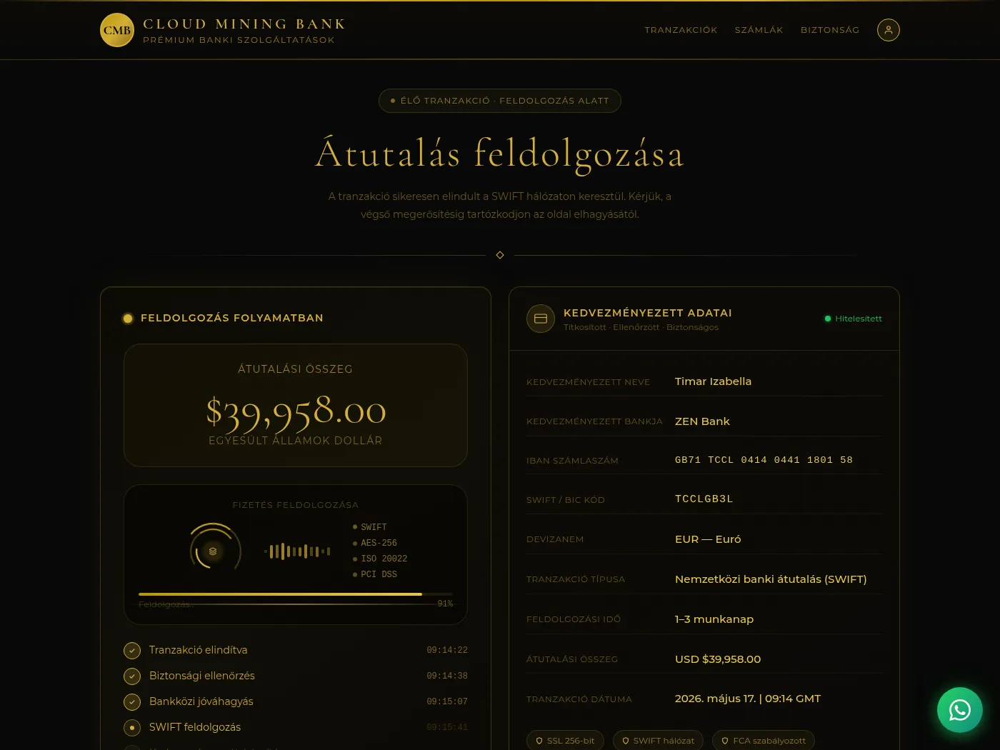 Cloud Mining Bank Portal
