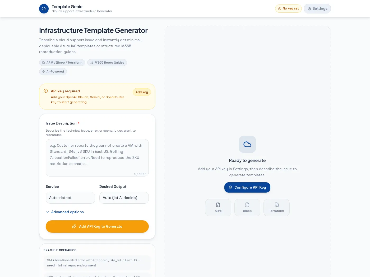 Cloud Support Template Genie