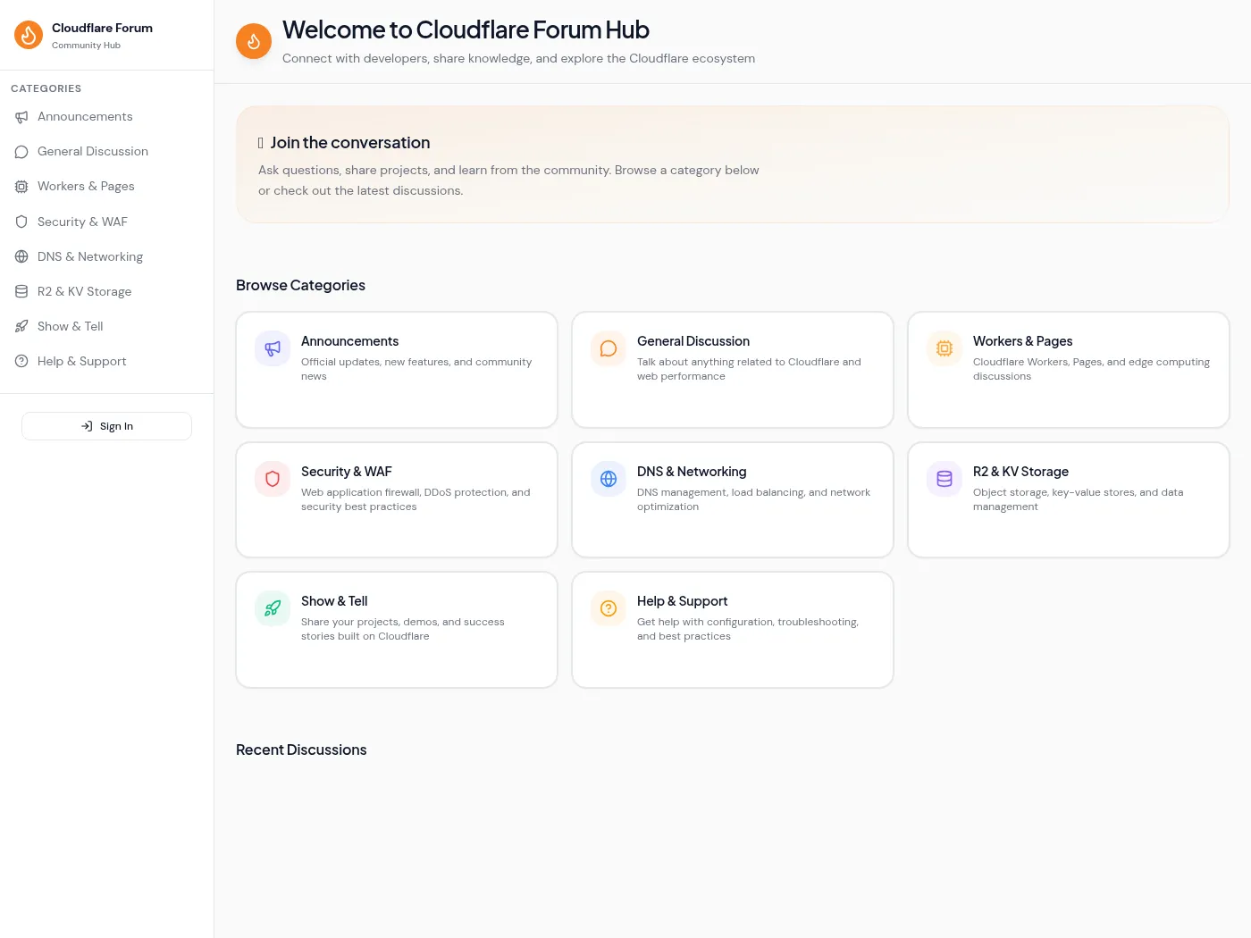 Cloudflare Forum Hub