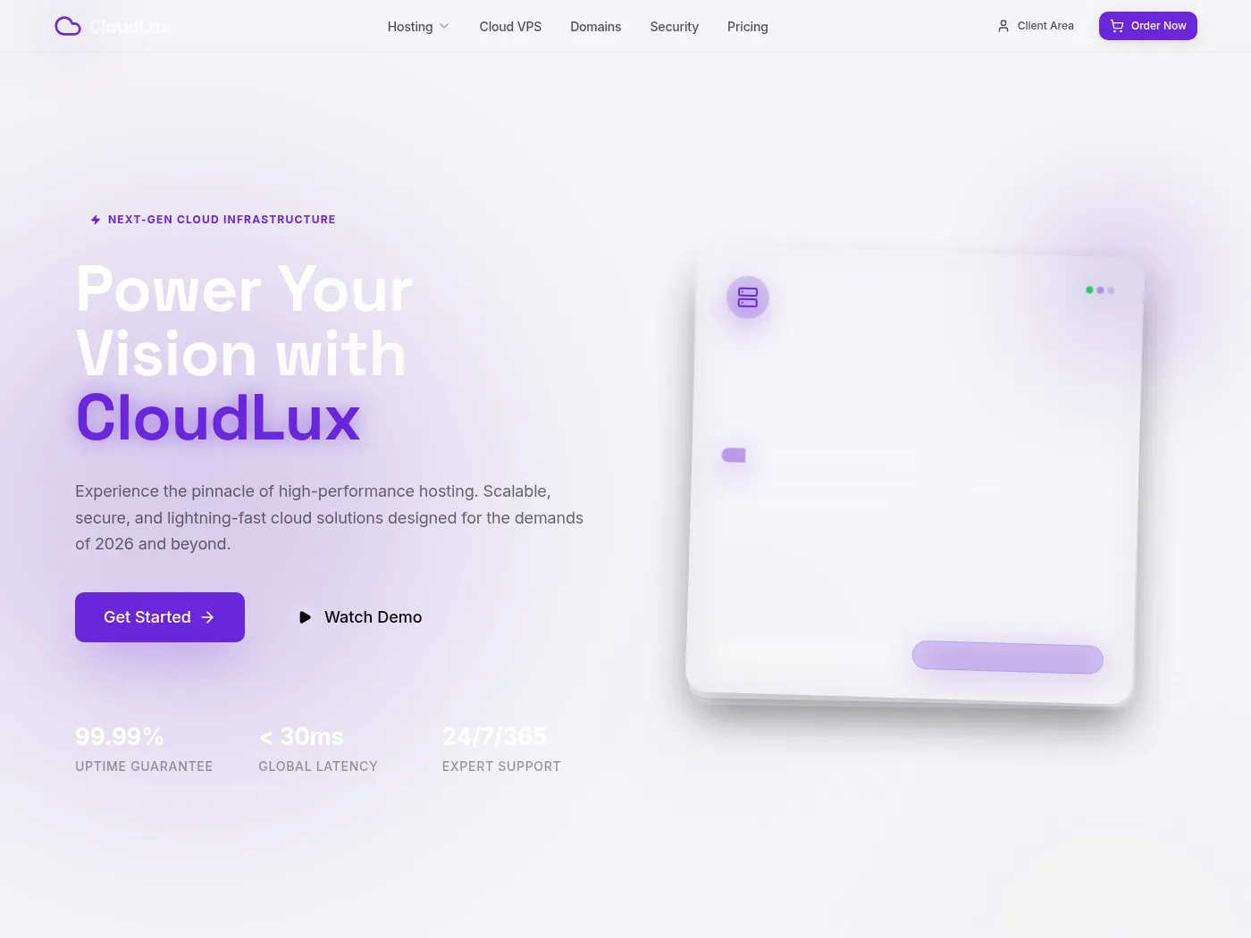 CloudLux Hosting Website