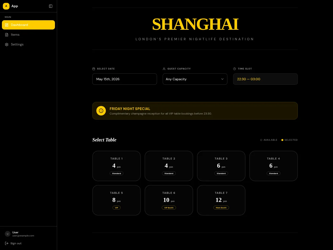 Shanghai Club Booking