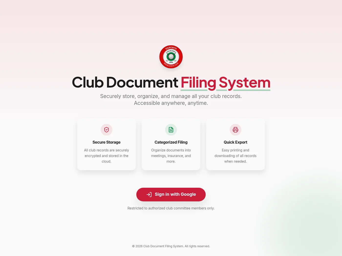 ClubDocs Organizer