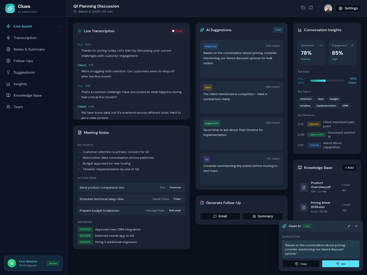 Clues AI Conversation Assistant