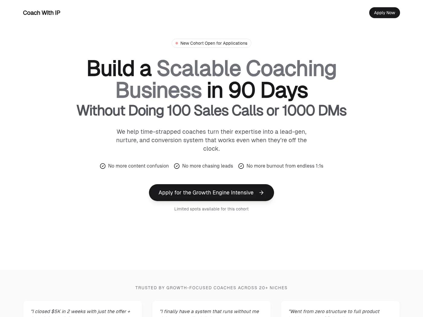 Coach Engine Landing Page