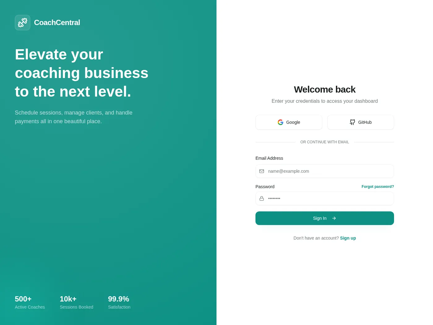 CoachCentral Dashboard