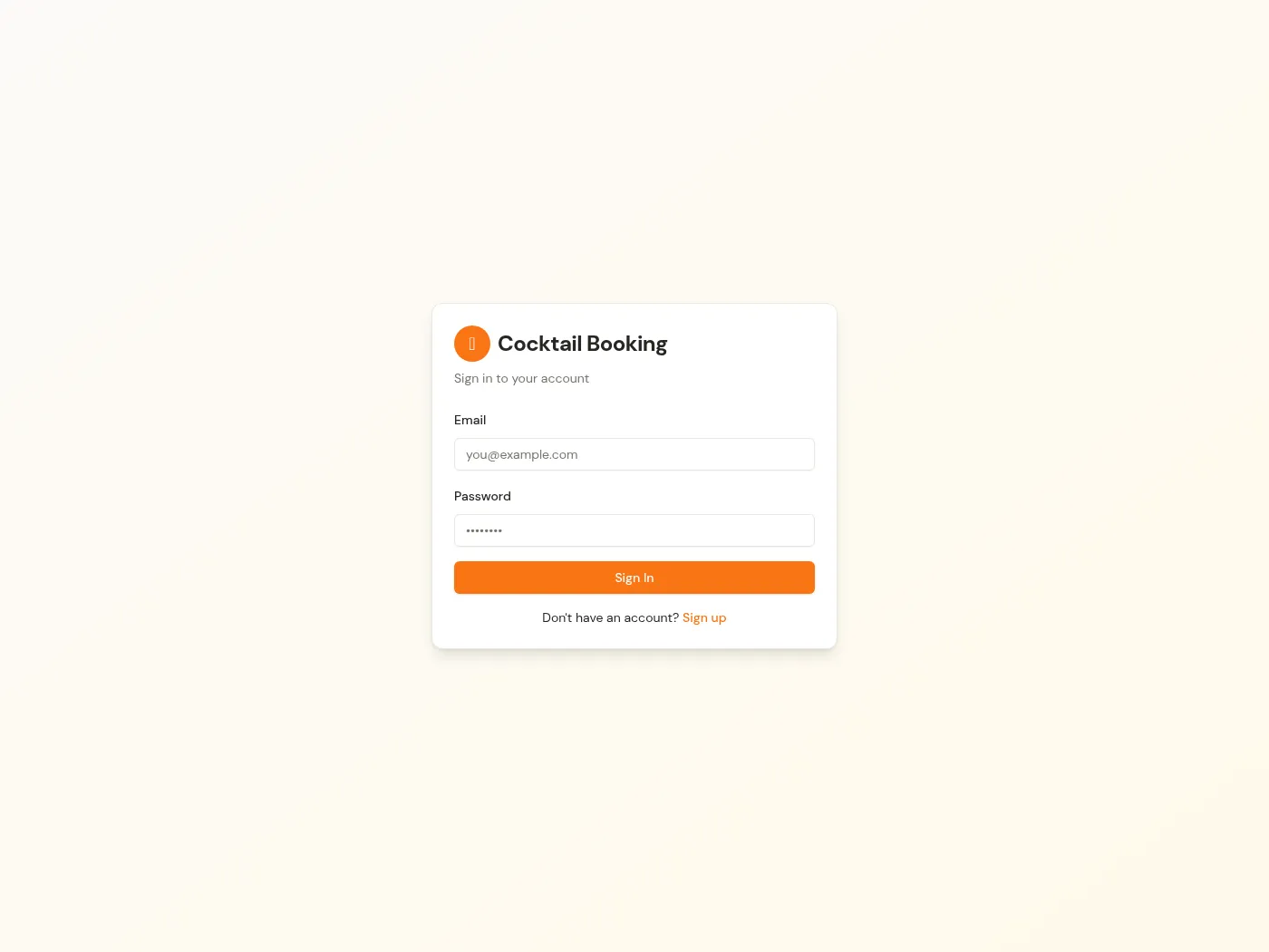 Cocktail Booking Portal