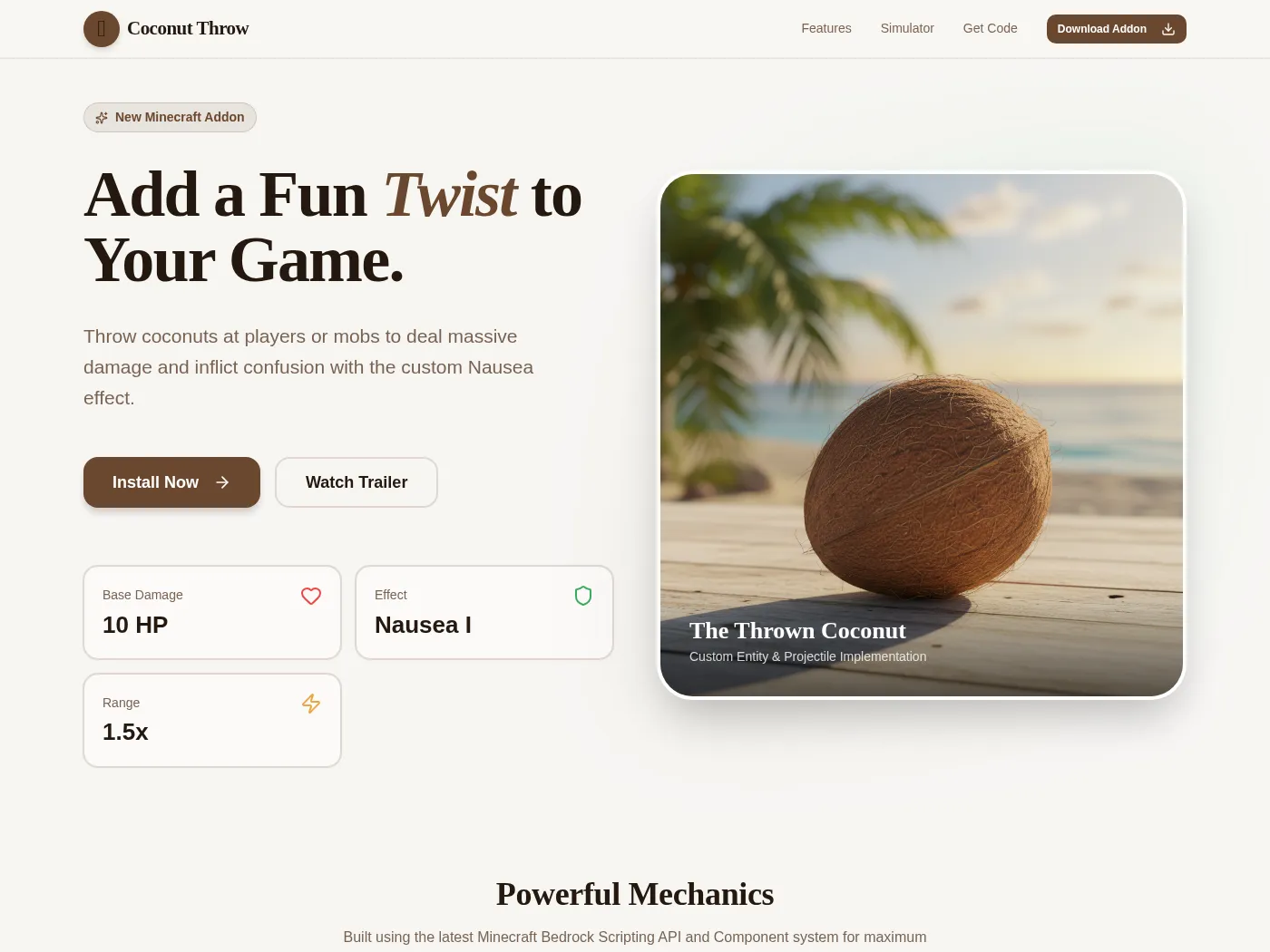 Coconut Throw Addon