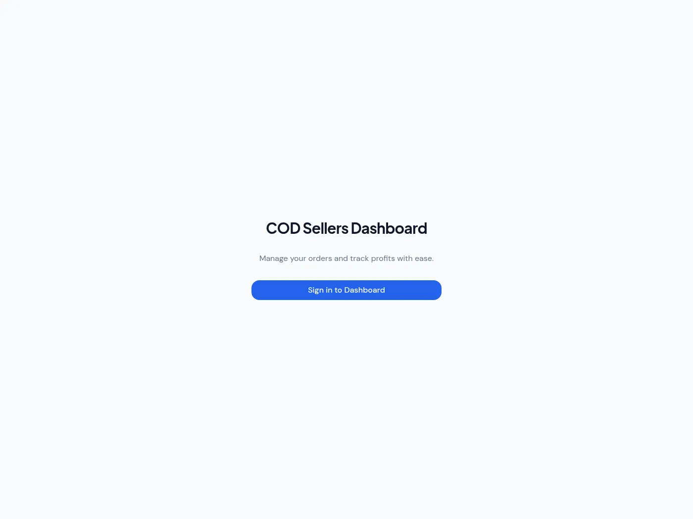 COD Sellers Dashboard