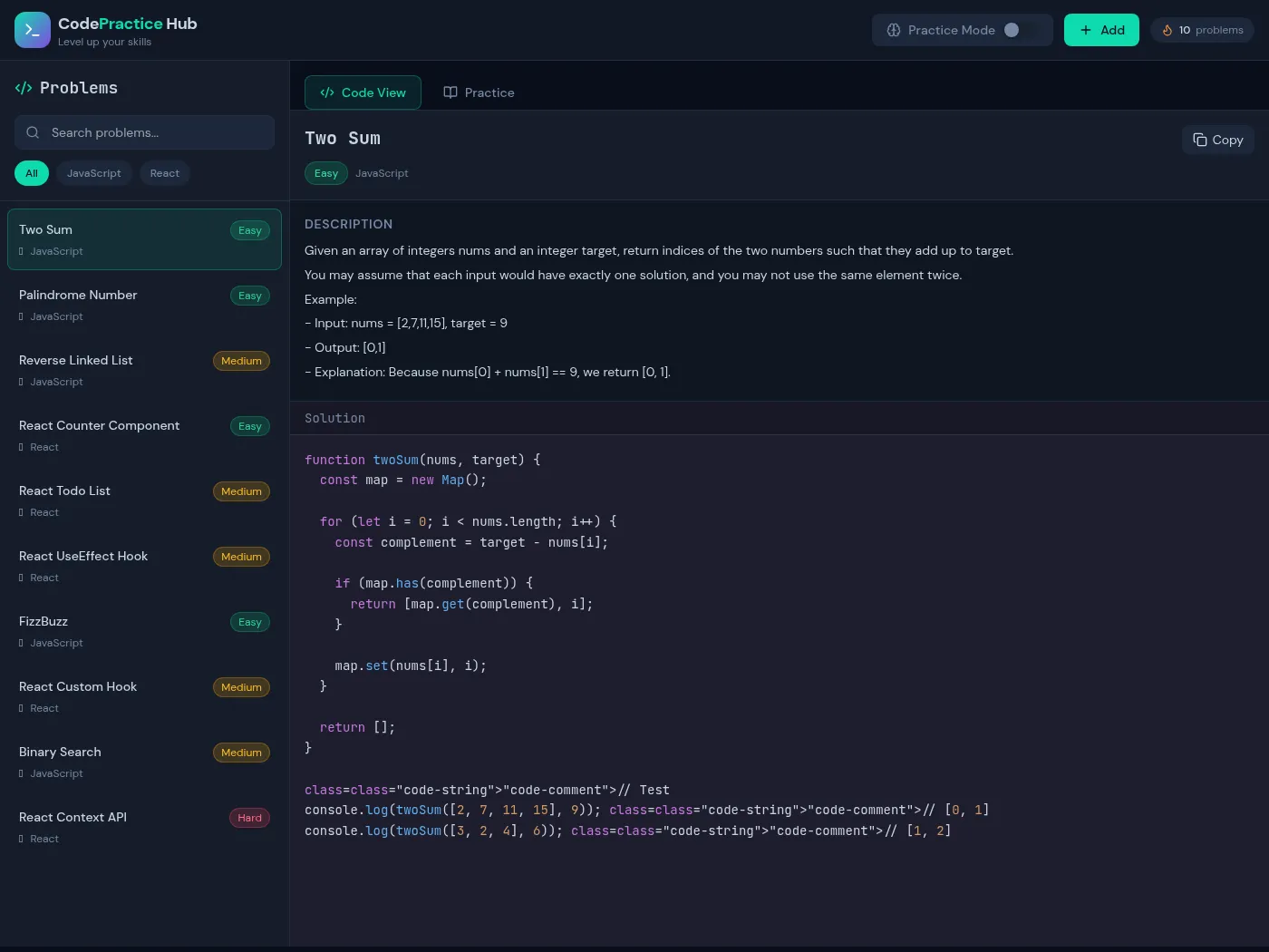 CodePractice Hub