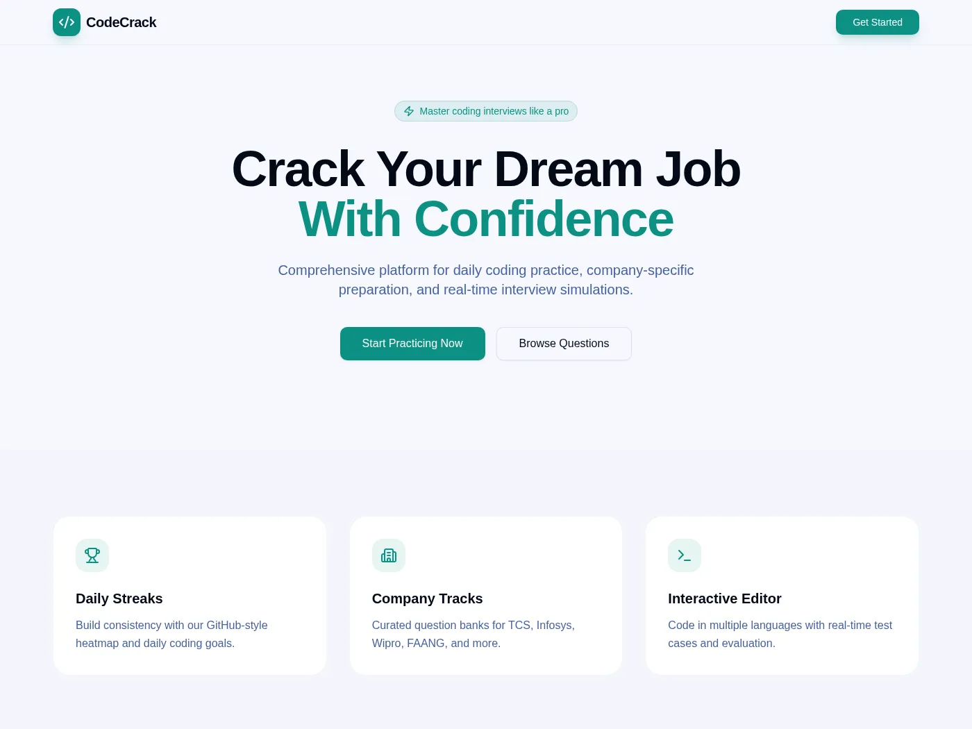 CodeCrack Practice Hub