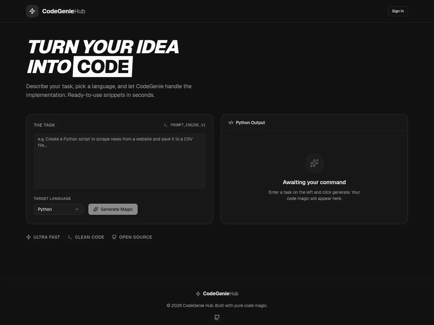 CodeGenie Hub Revamp