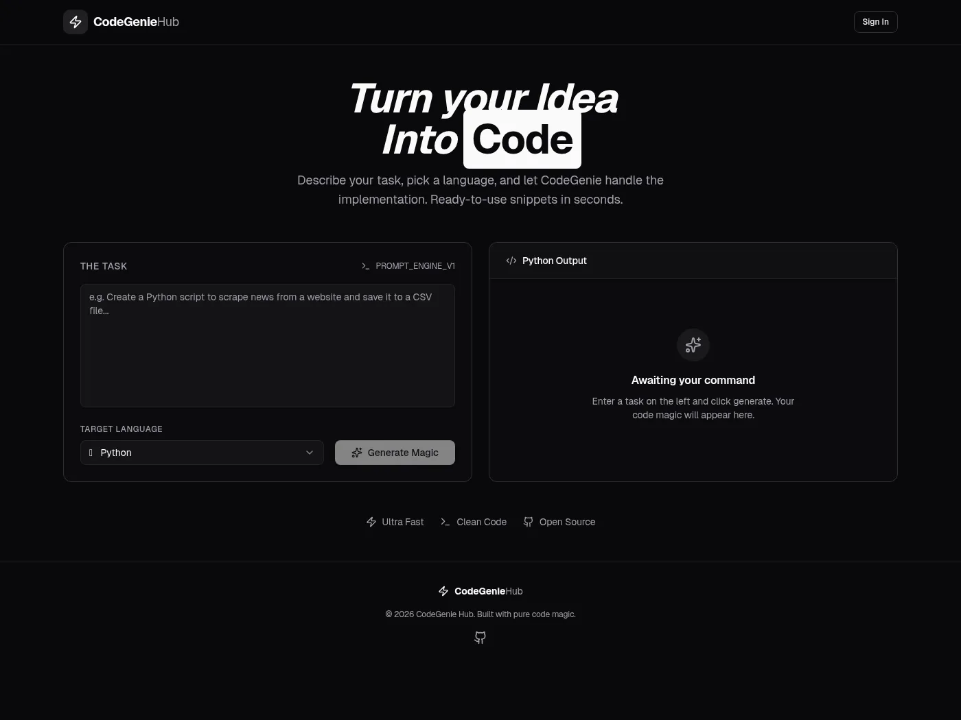 CodeGenie Hub Revamp