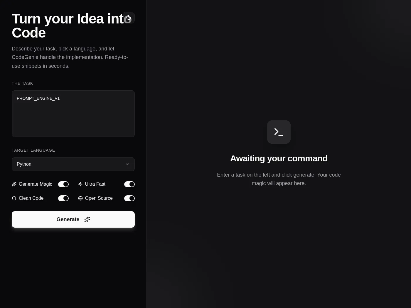 CodeGenie UI Replica