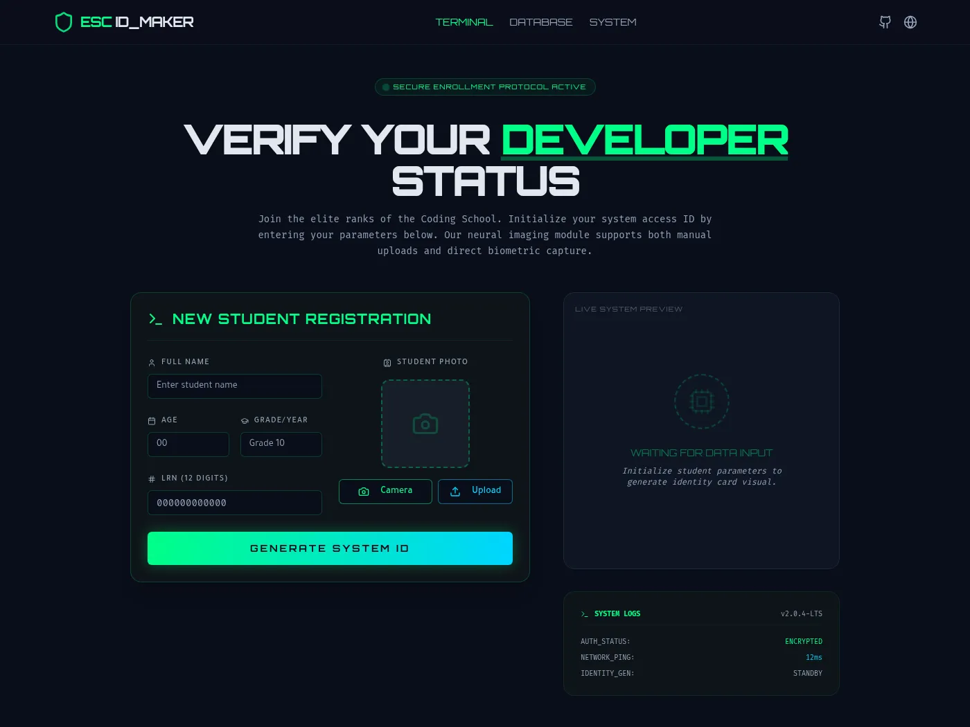 CodeSchool ID Maker