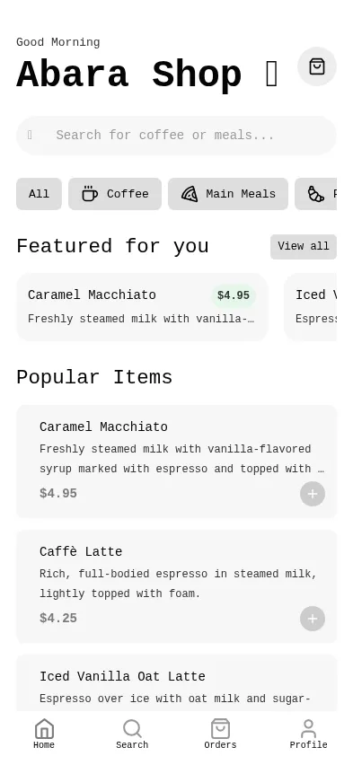 Coffee & Meal Delivery App