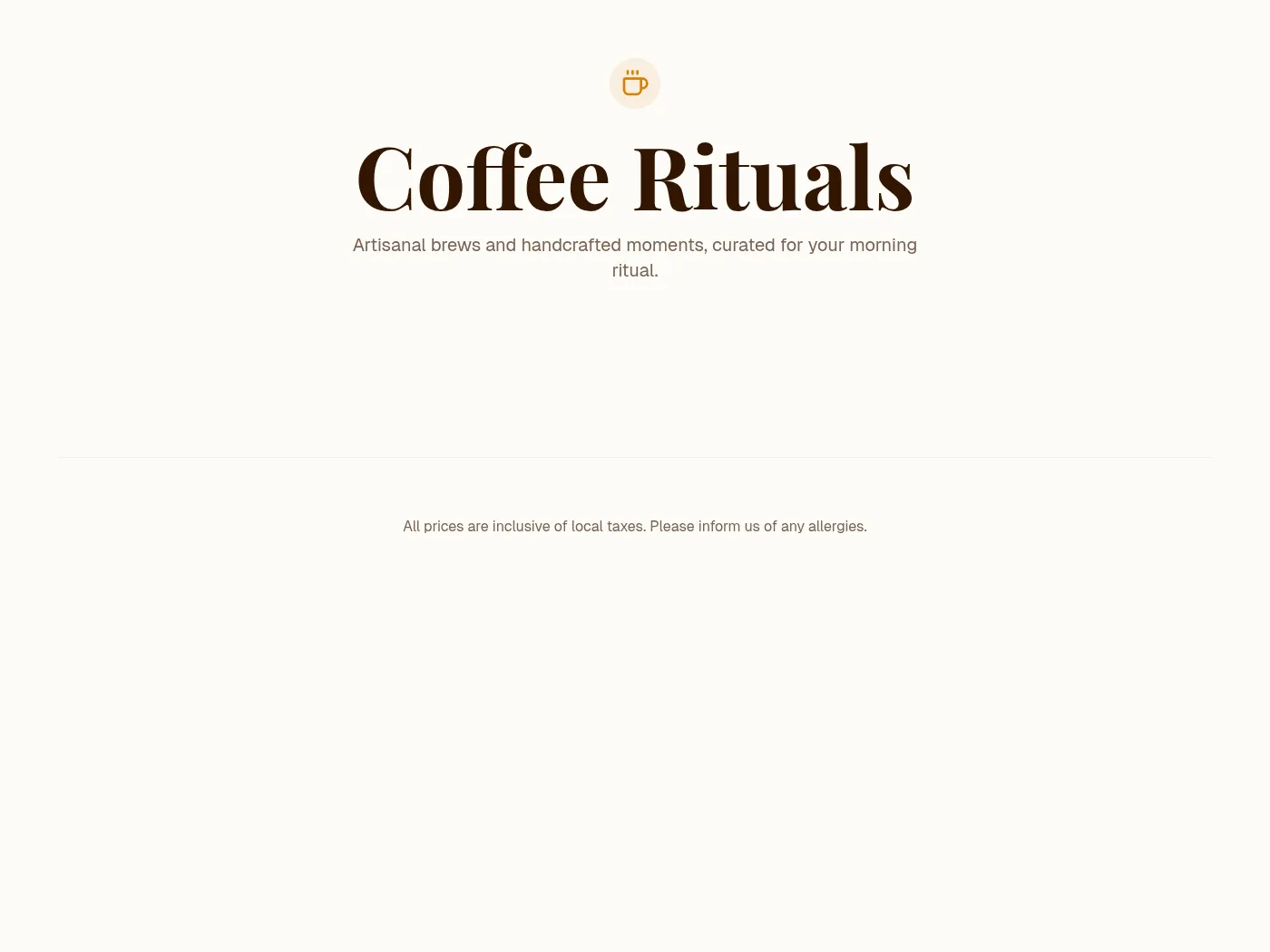 Coffee Menu Display