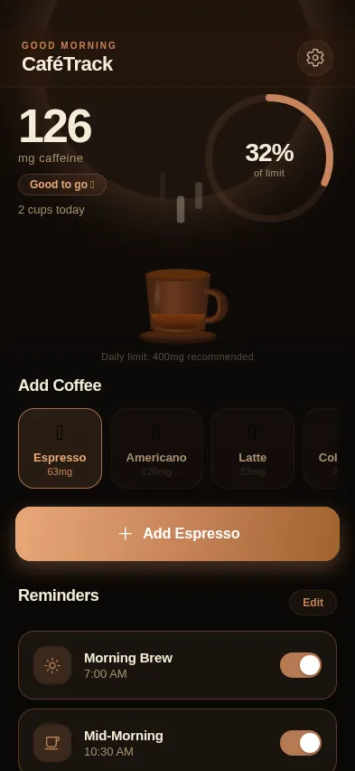 CaféTrack iOS