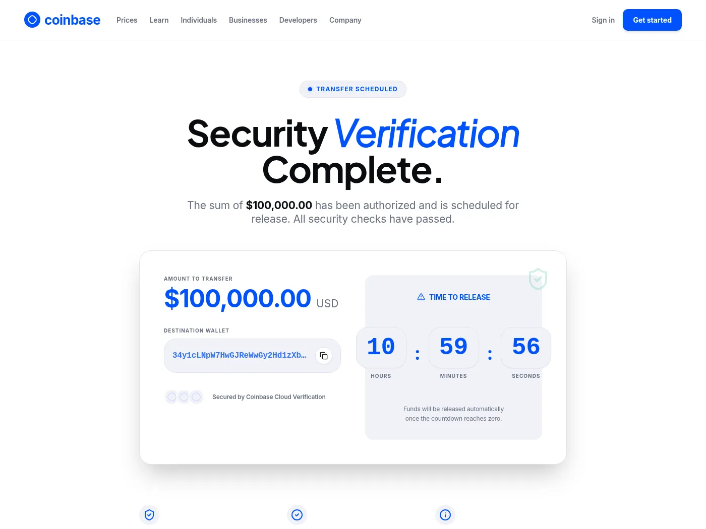 Coinbase Transfer Timer