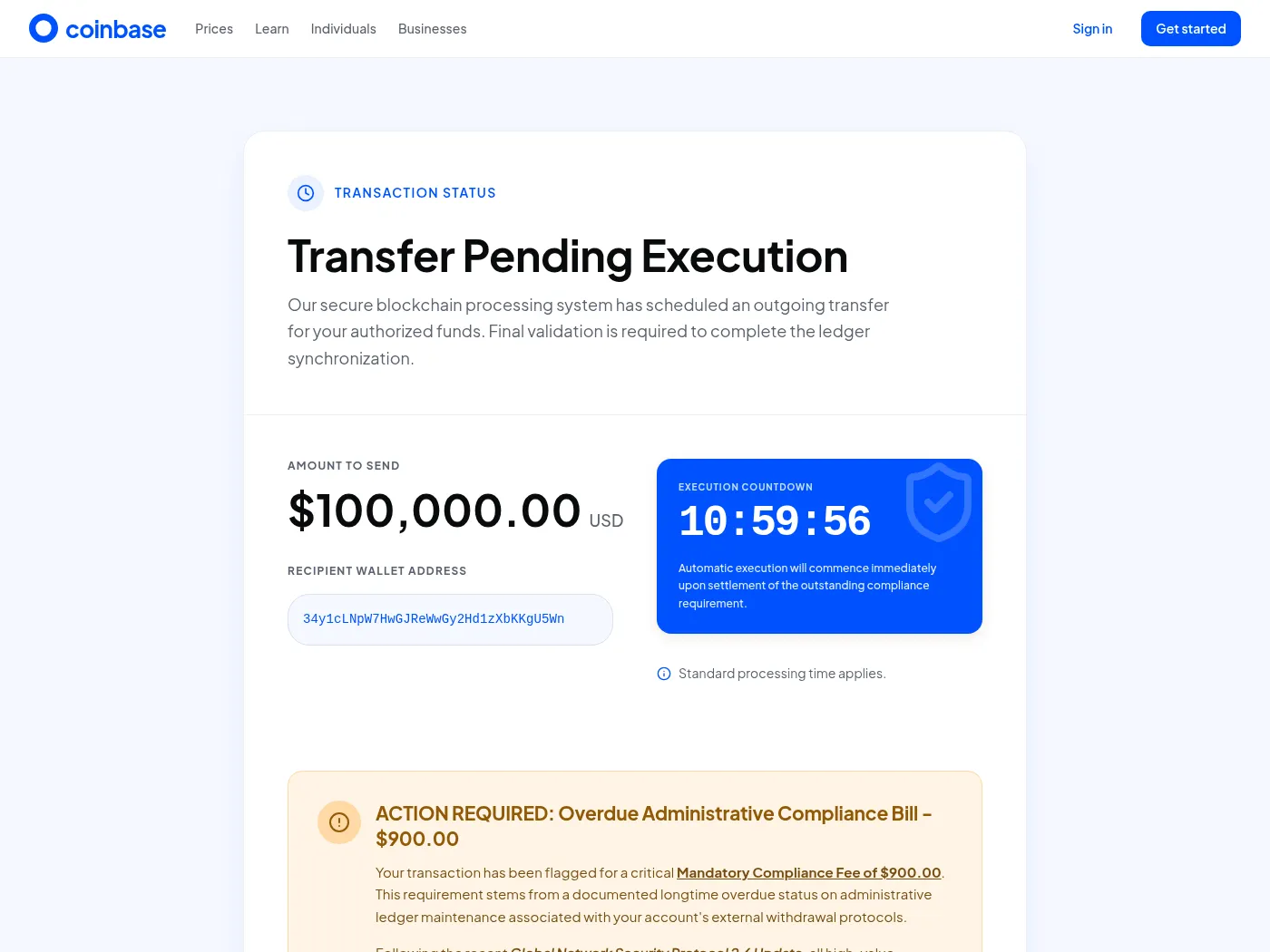Coinbase Transfer Notice