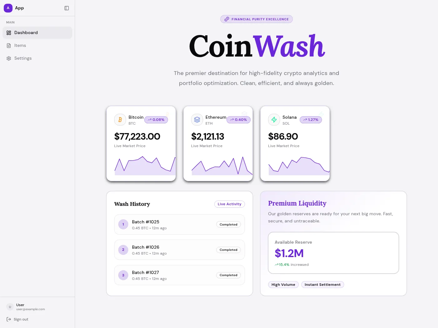 CoinWash Crypto App