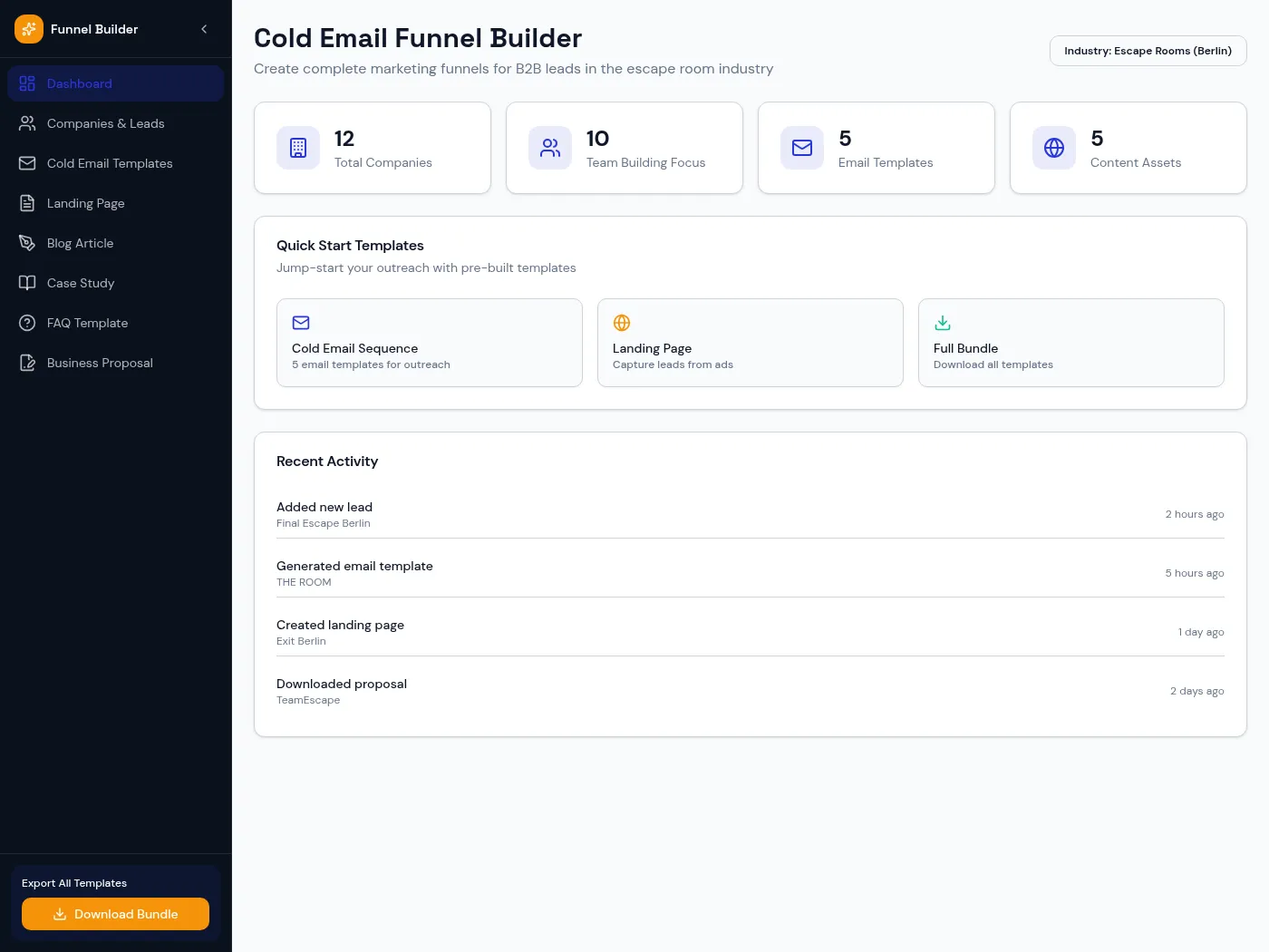 Cold Email Funnel Builder
