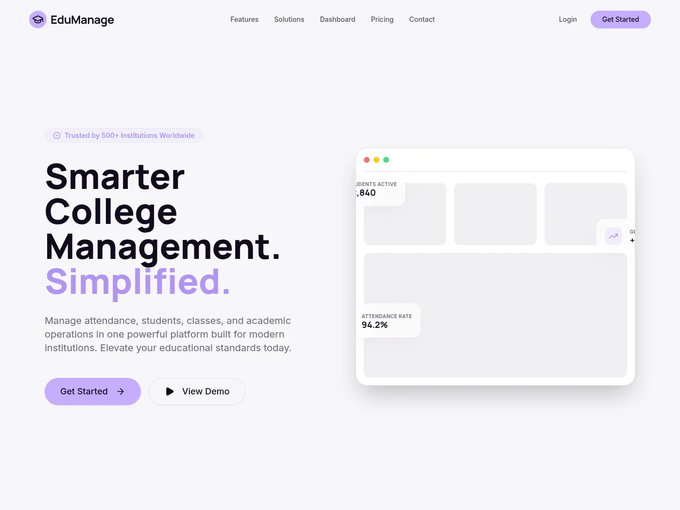 EduManage Landing Page