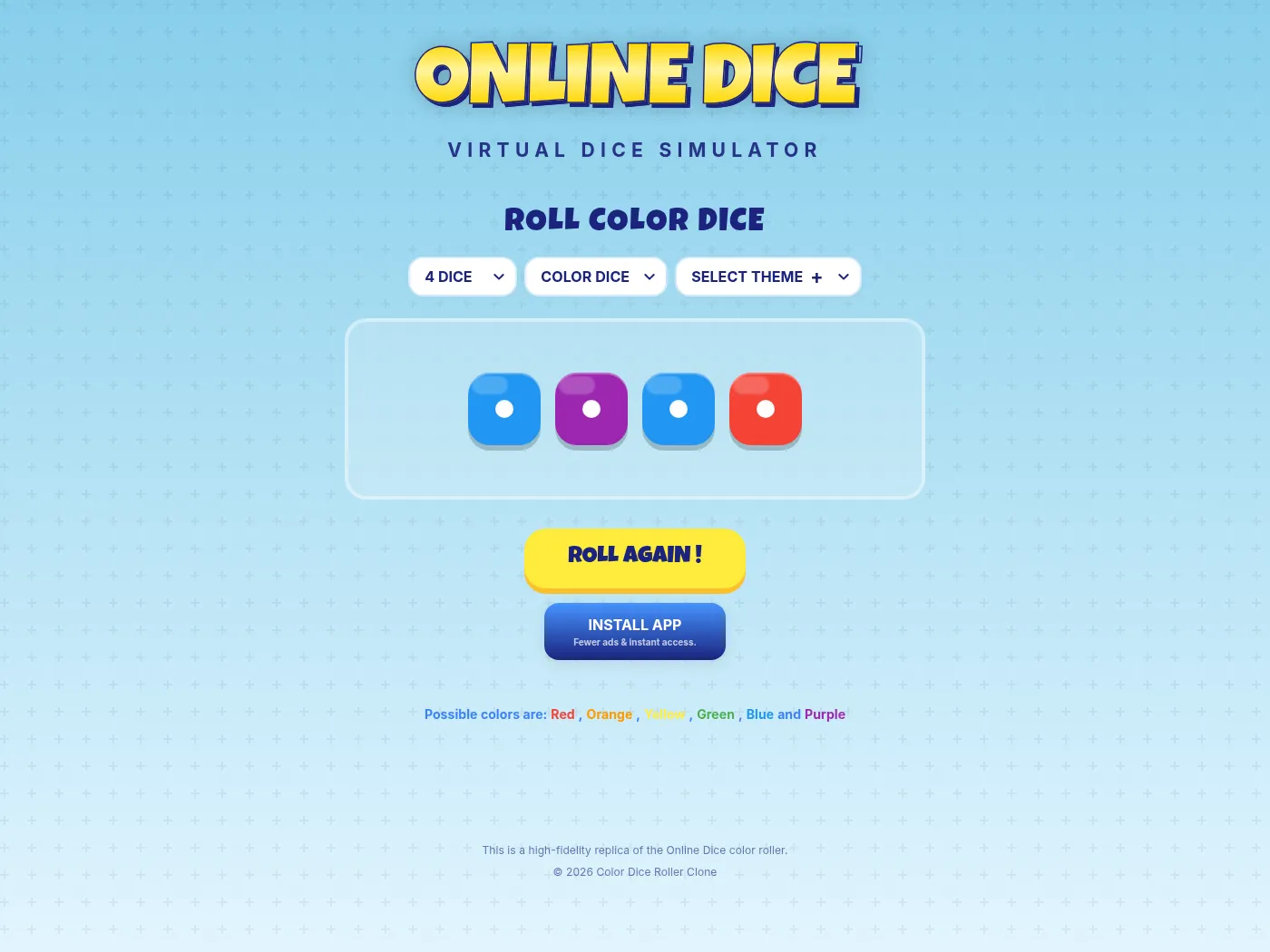 Color Dice Roller Clone