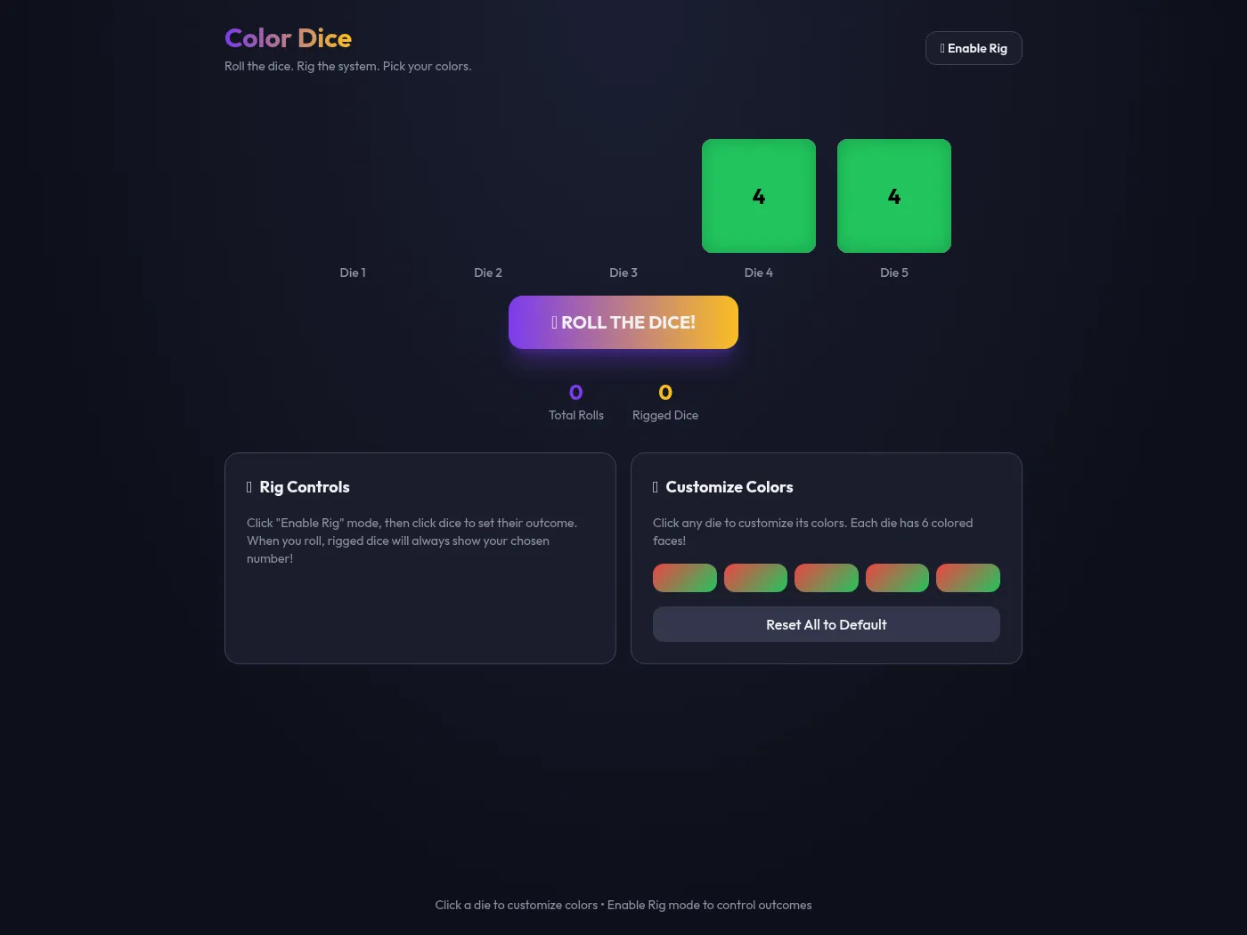 Custom Color Dice