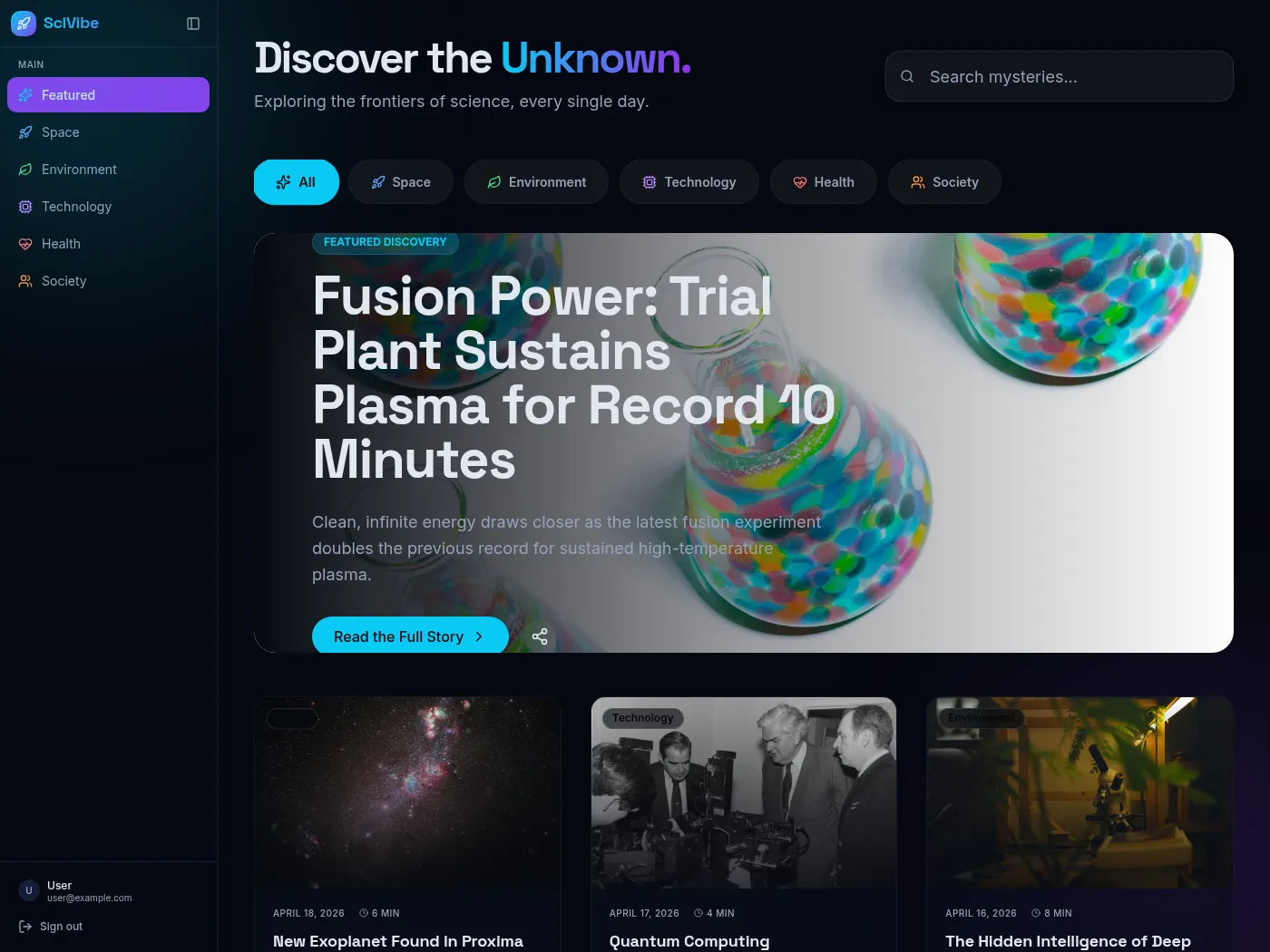 Colorful Science News Portal