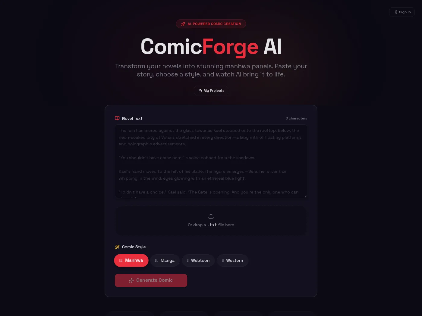ComicForge AI Platform
