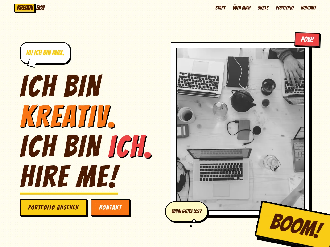 Comic Bewerbungsseite