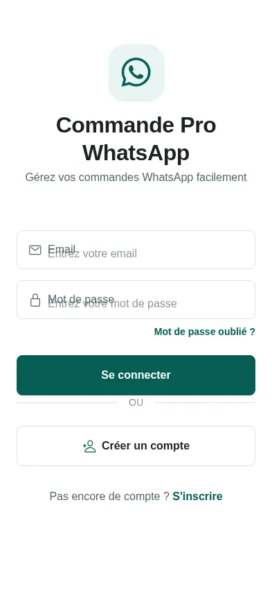 Commande Pro WhatsApp
