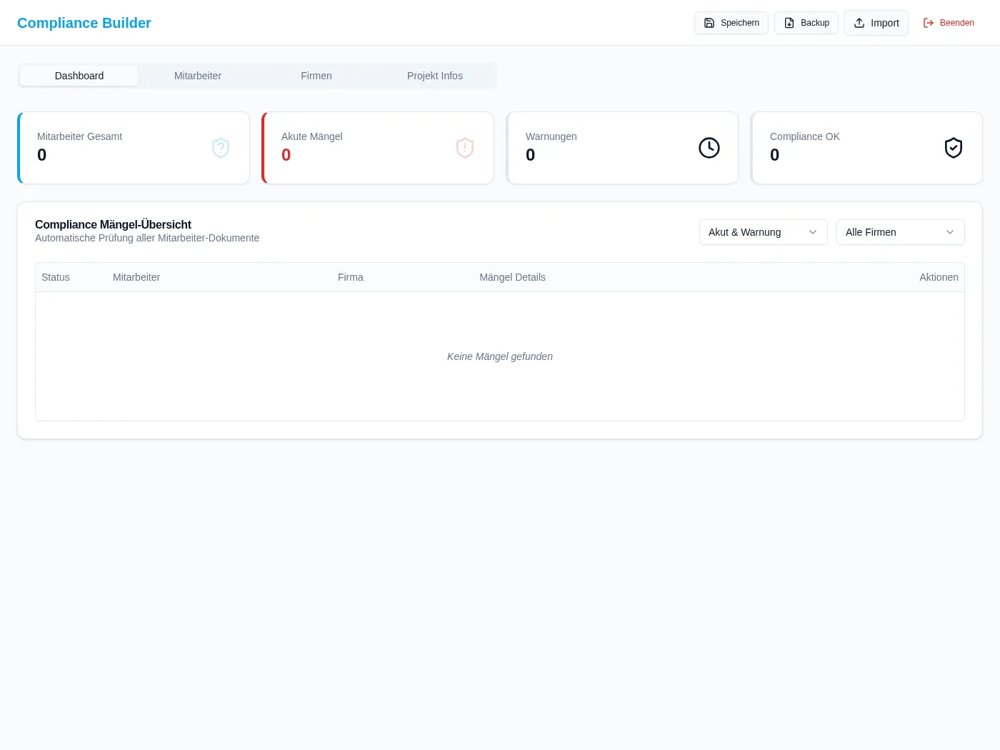 Compliance Builder Dashboard