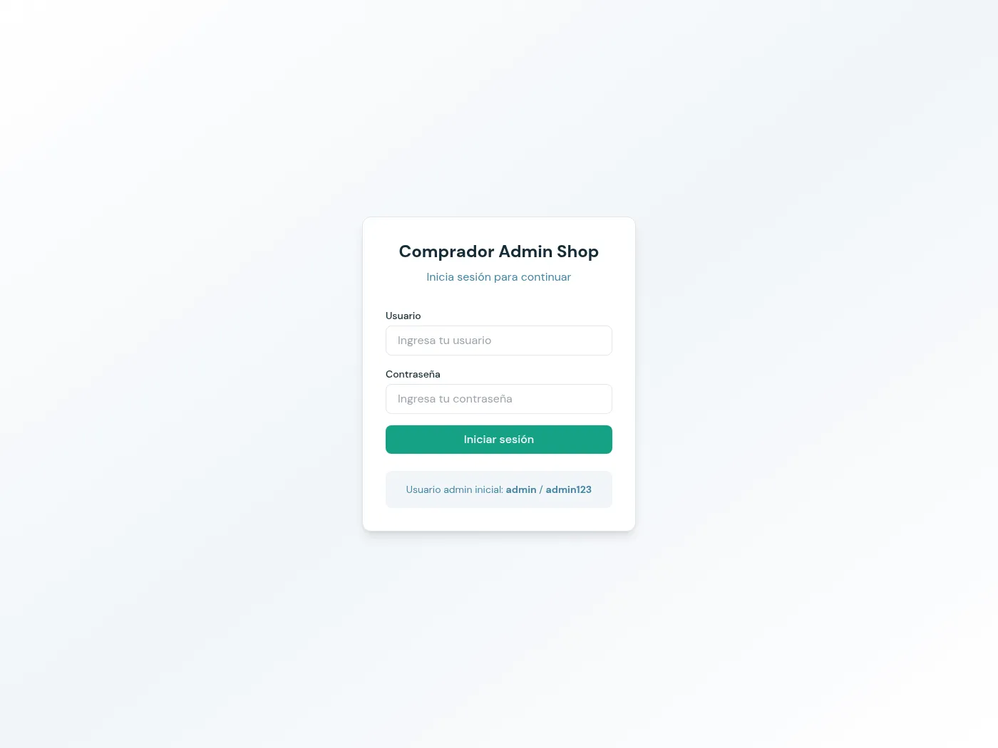 Comprador Admin Shop