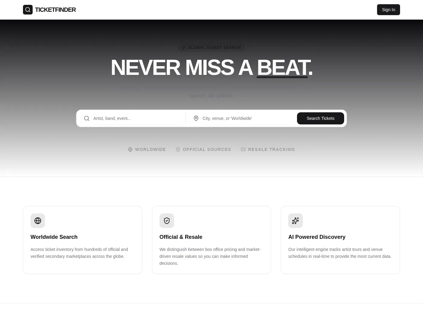 Global Concert Ticket Finder